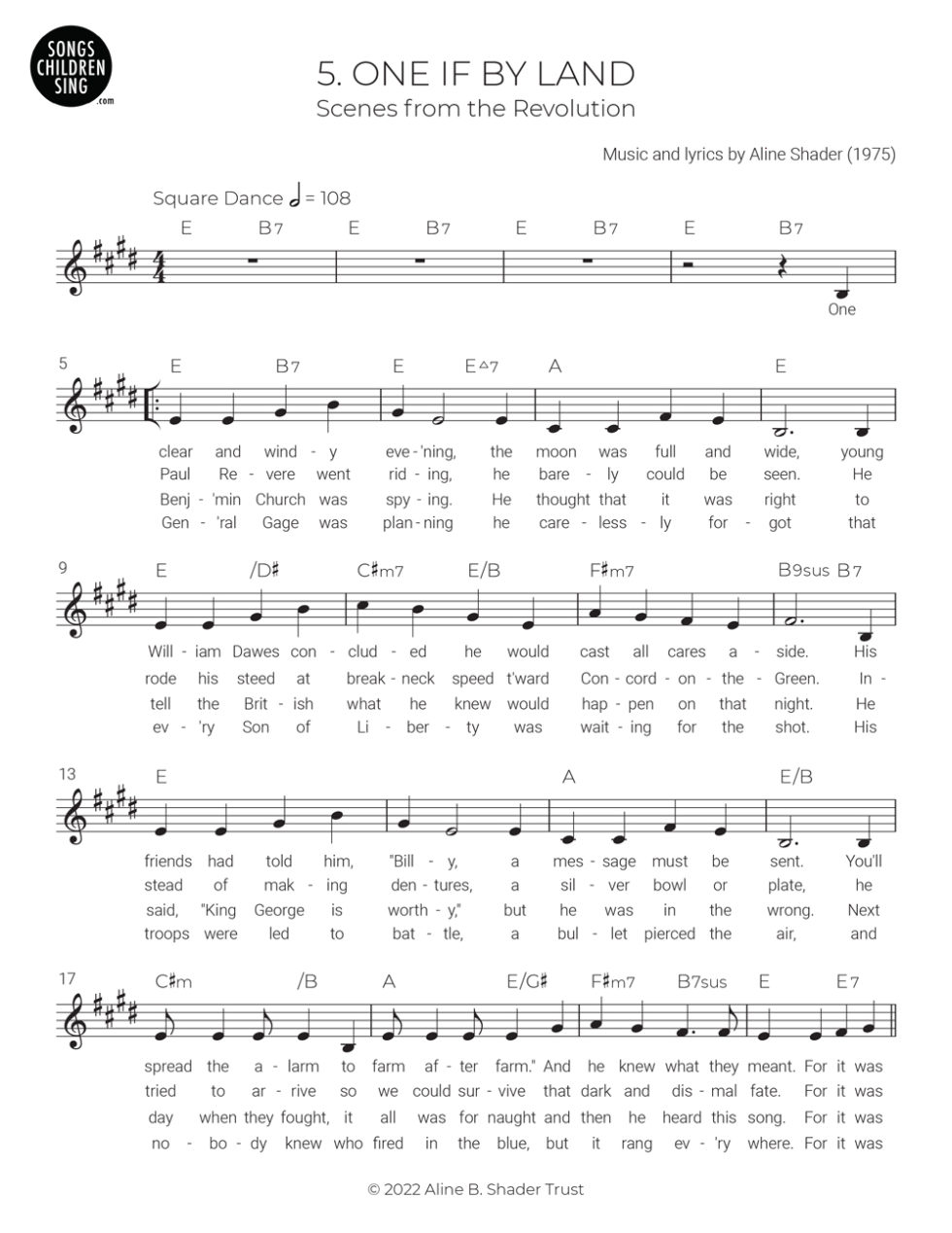 Scenes from the Revolution | SongsChildrenSing